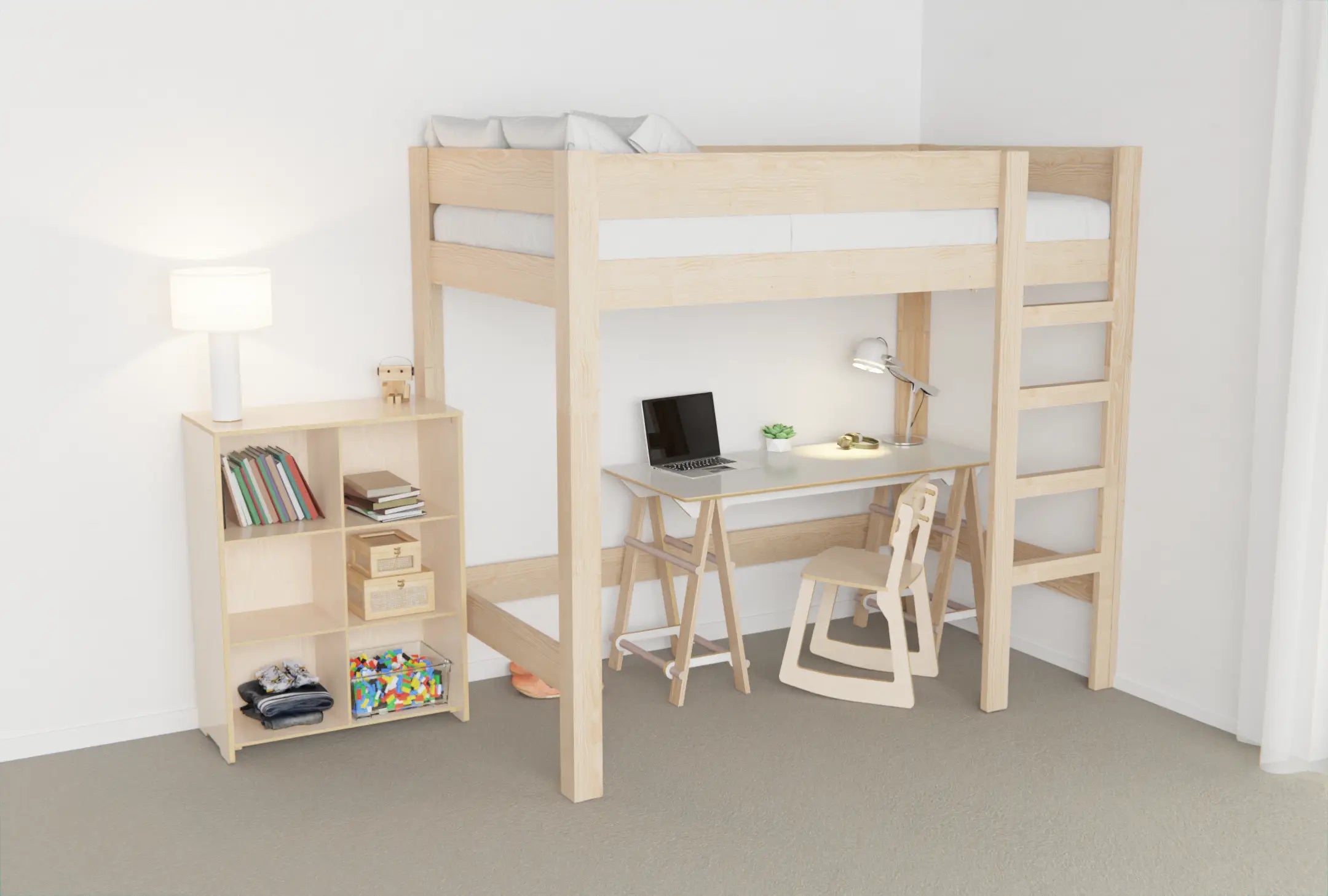 NZ Pine Low Loft Bed | Double size – KitSmart Furniture